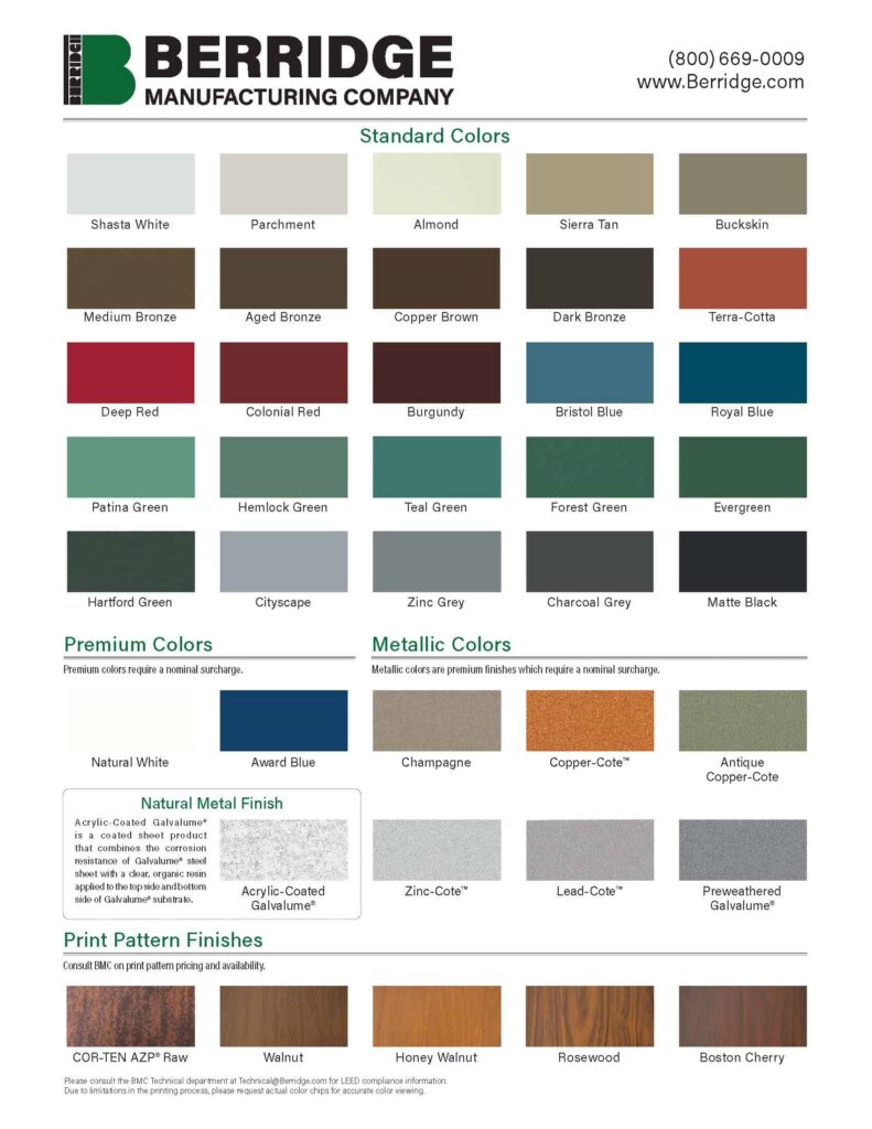 View The Berridge Color Chart Berridge Manufacturing Co 